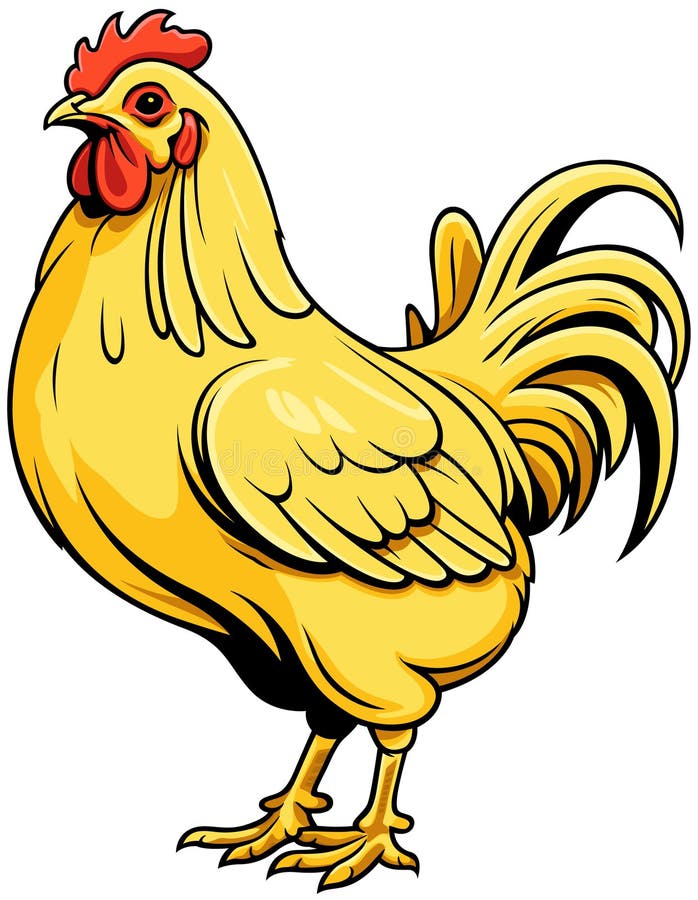 Colored Illustration of a Yellow Hen Stock Vector - Illustration of ...
