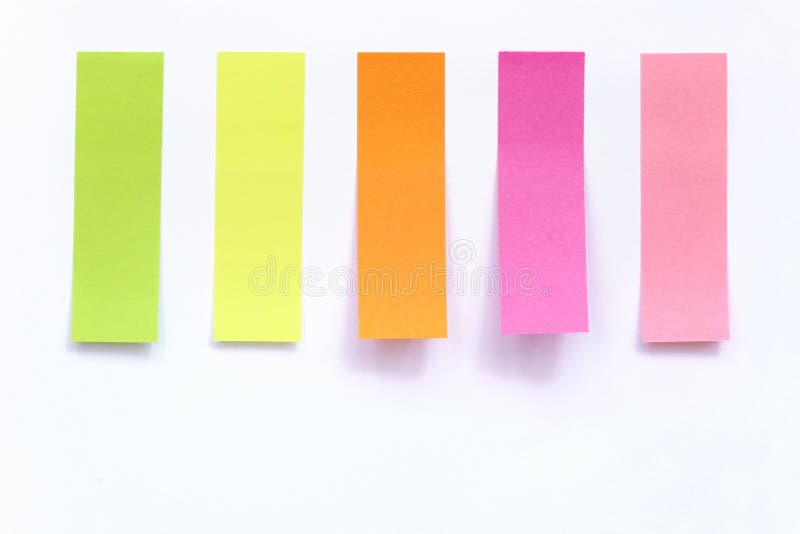 Colored Index Paper Stick on White Stock Image - Image of marketing ...