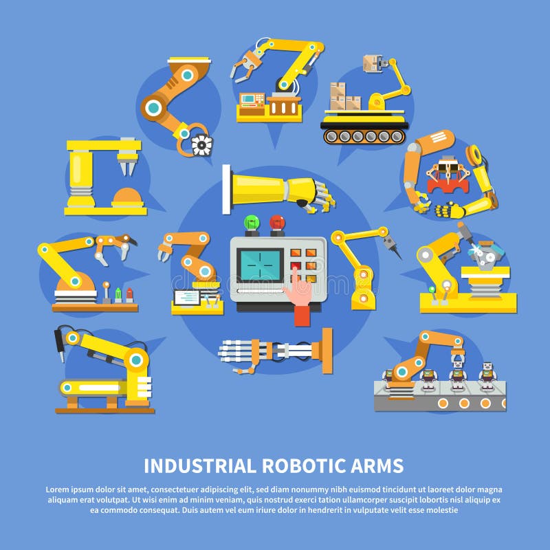 Industrial Robotic Arms Composition Stock Vector - Illustration of ... Industrial Robotic Arms Composition Stock Vector - Illustration of ...