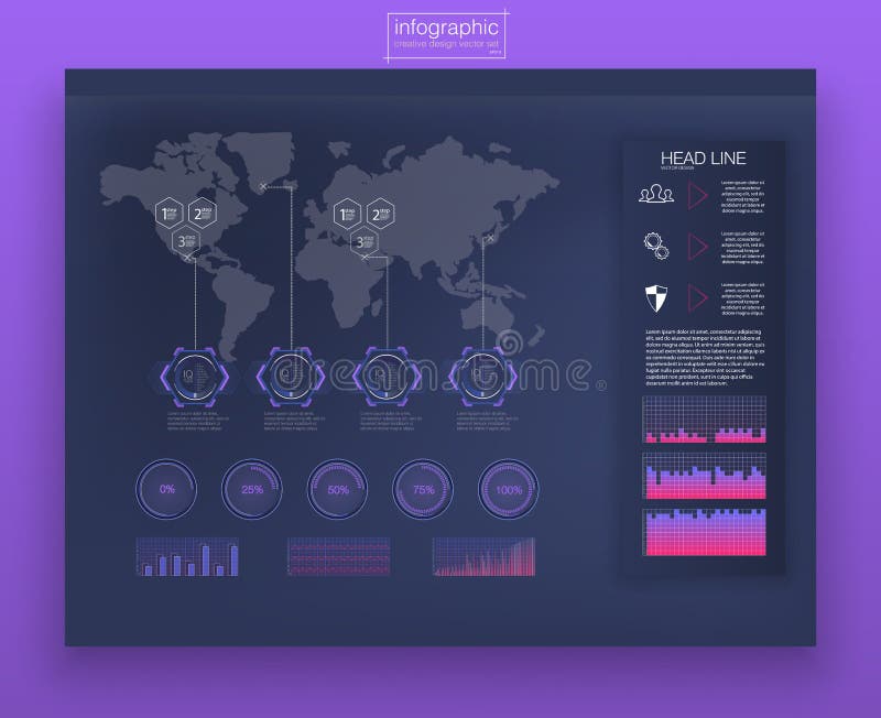 Colored Infographic Digital Illustration. Dashboard Theme Creative ...