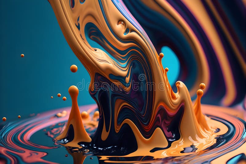 Colored Ink Flow in Abstract Shape Background. 3D Render Stock ...