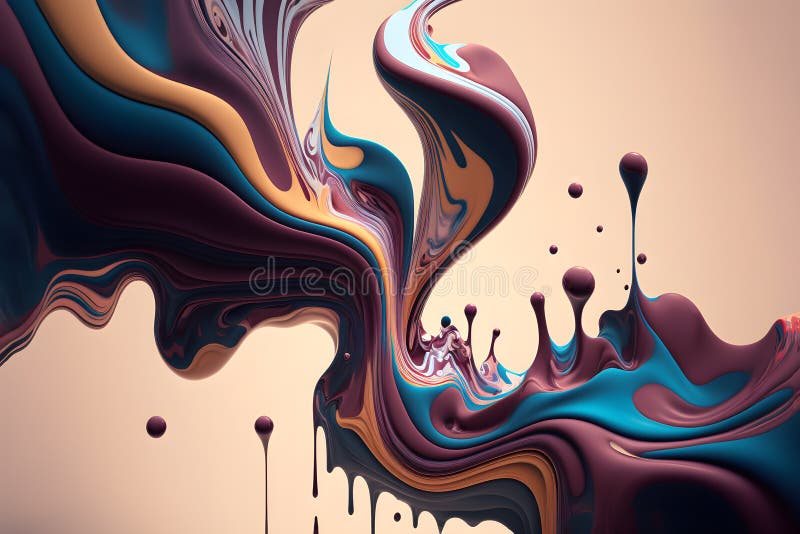 Colored Ink Flow in Abstract Shape Background. 3D Render Stock ...
