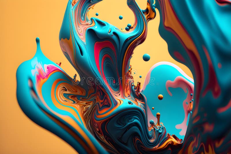 Colored Ink Flow in Abstract Shape Background. 3D Render. Generative AI ...