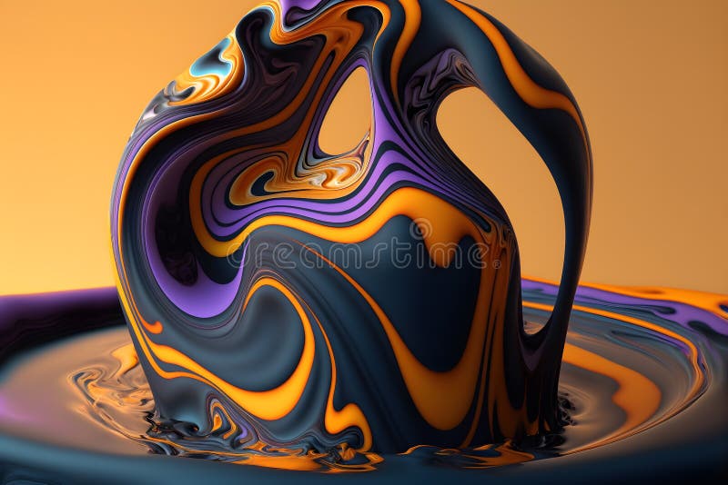 Colored Ink Flow in Abstract Shape Background. 3D Rendering Stock ...