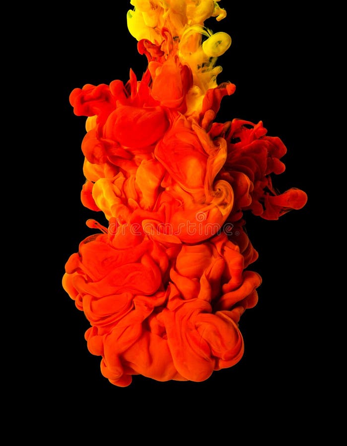 Colored Ink Isolated on Black Background Stock Photo - Image of orange ...