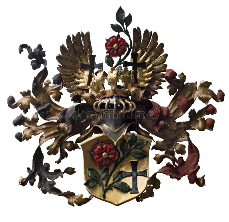 Colored Iron Coat of Arms Isolated Against White Background Editorial ...