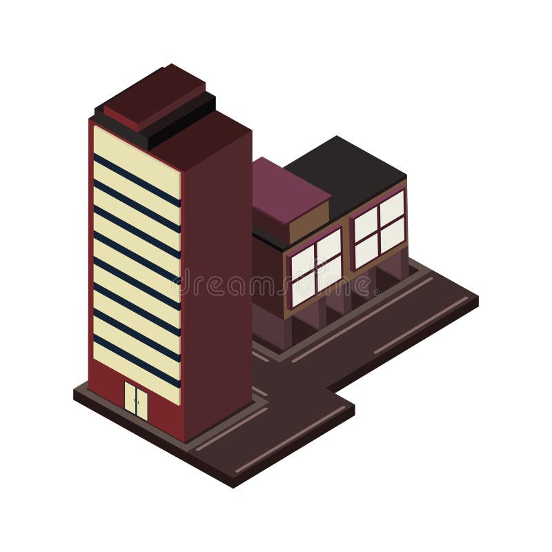Colored Isometric Building Icon Vector Stock Vector - Illustration of ...