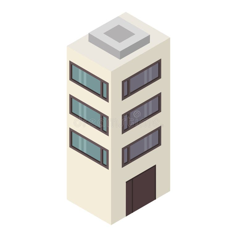 Colored Isometric Building Icon Vector Stock Illustration ...