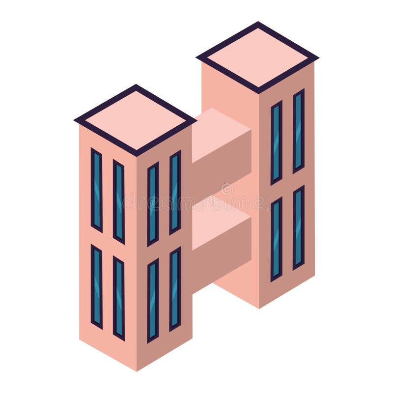 Colored Isometric Building Icon Vector Stock Illustration ...