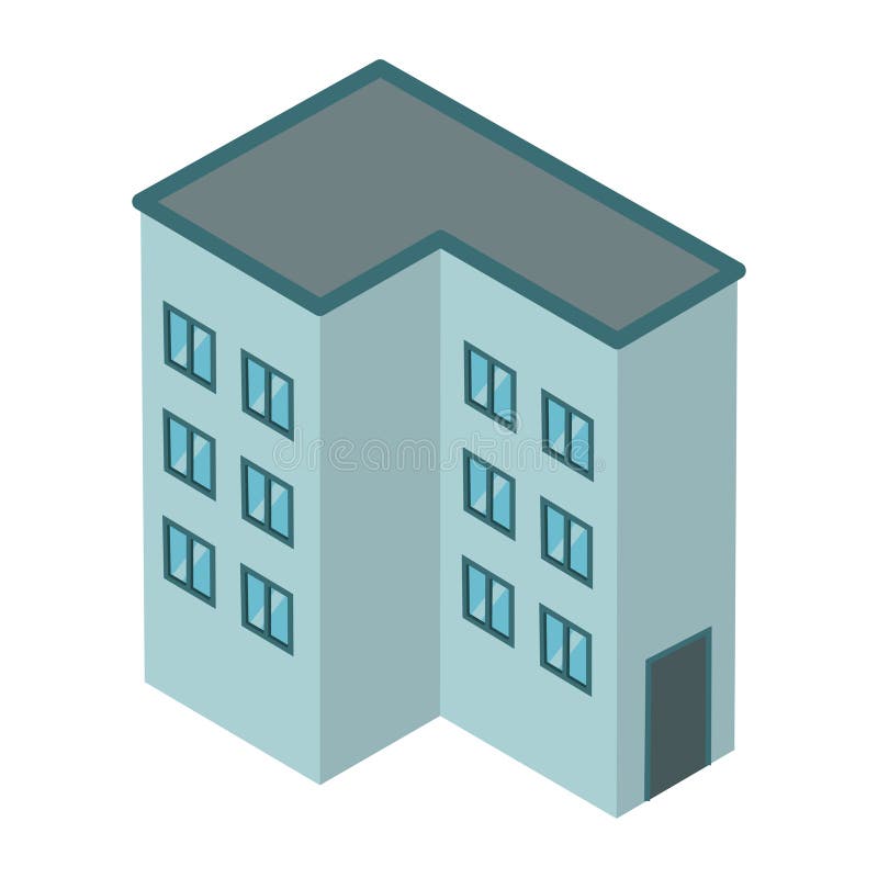 Colored Isometric Building Icon Vector Stock Illustration ...