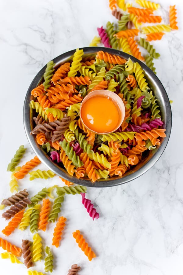 Colored Italian Fusilli Pasta Stock Photo - Image of cooking, kitchen ...