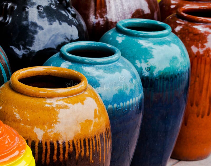 Colored jars. stock image. Image of crock, historic, decorative - 37813945