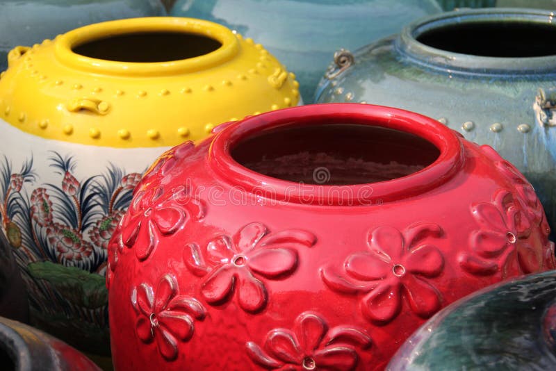 Colored jars stock photo. Image of pottery, crock, antiquity - 35361392