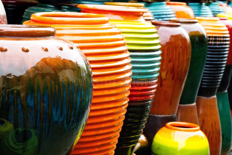 Colored jars. stock photo. Image of hand, isolated, decorative - 41291848