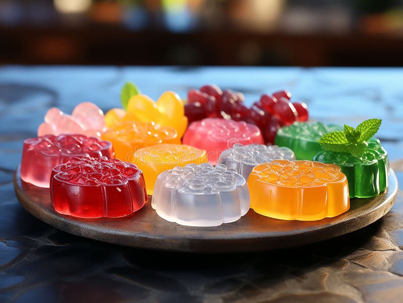 Colored Jelly Candies in Plate Stock Illustration - Illustration of ...