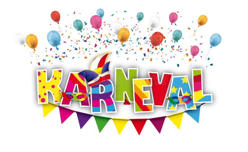 Colored Karneval Text Balloons Confetti Explosion Stock Vector ...