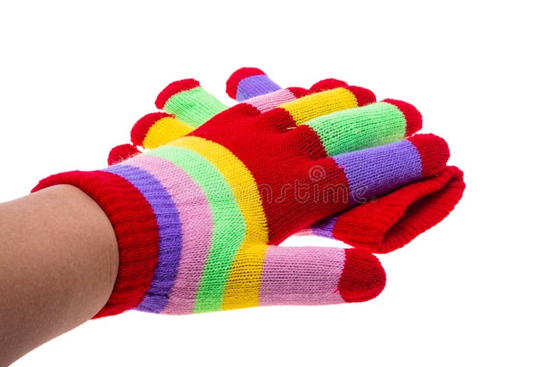 Colored Knitted Glove Isolated Stock Image - Image of modern, hand ...