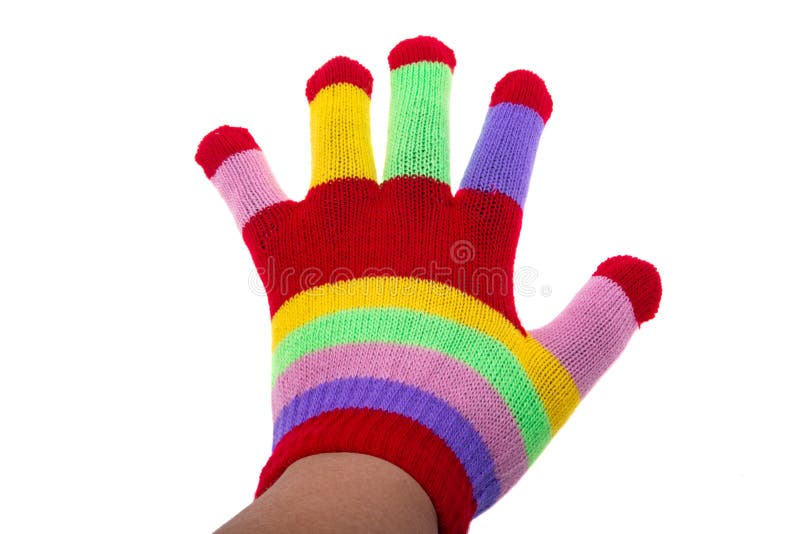 Colored Knitted Glove Isolated Stock Photo - Image of background, style ...