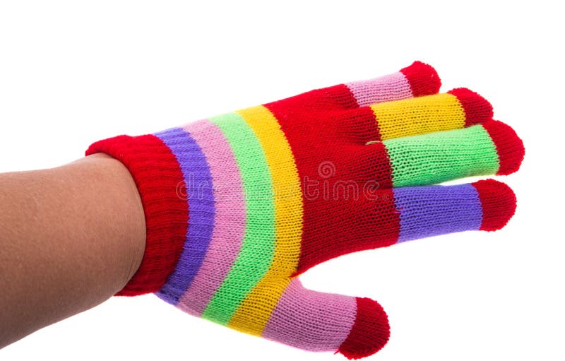 Colored Knitted Glove Isolated Stock Image - Image of fashion, colorful ...