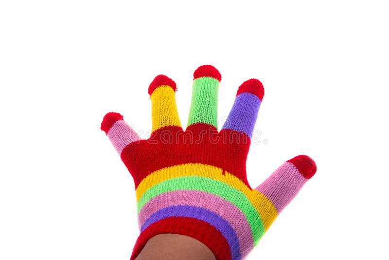 Colored Knitted Glove Isolated Stock Image - Image of color, season ...