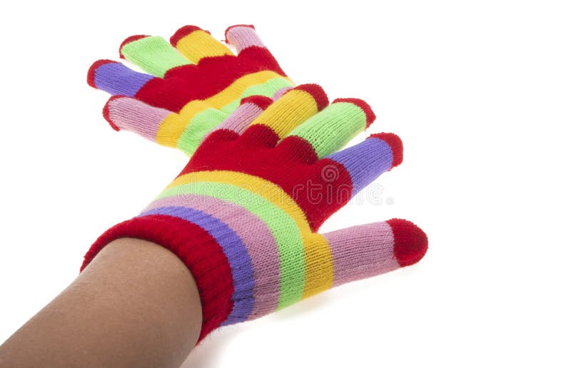 Colored Knitted Gloves Isolated Stock Image - Image of glove, child ...
