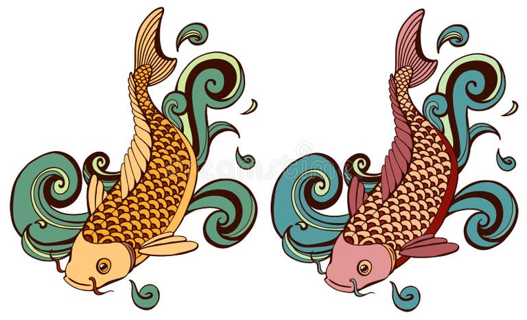 Colored koi fish stock vector. Illustration of pattern - 13367331