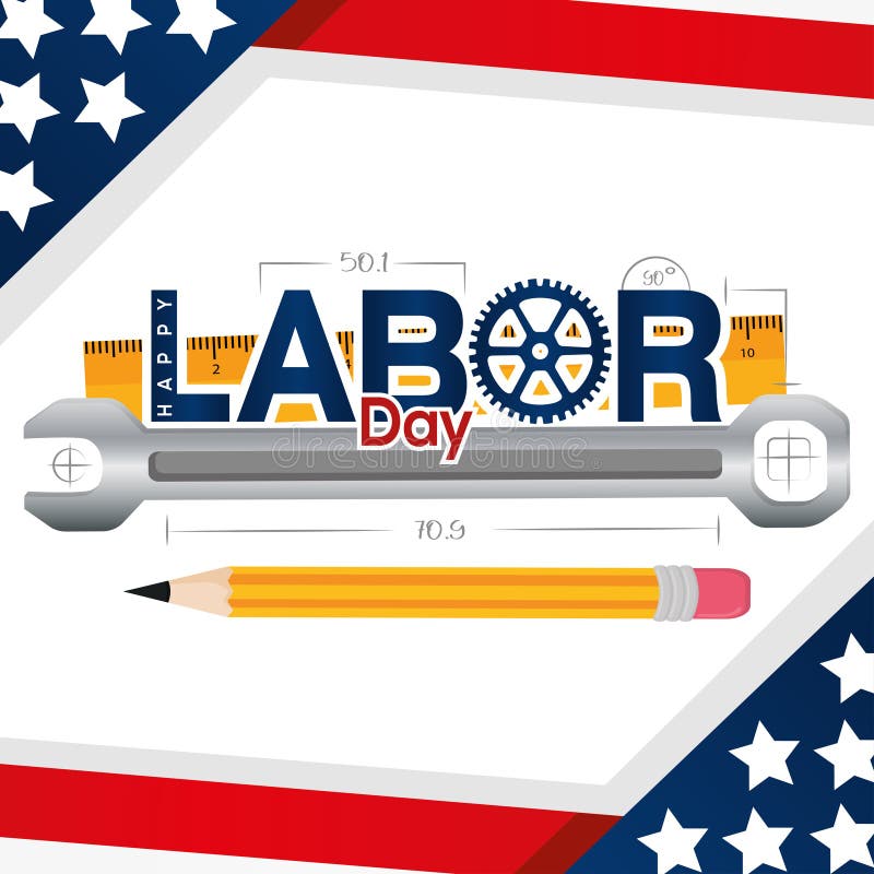 Colored Labor Day Template with Construction Tools Vector Stock Vector ...