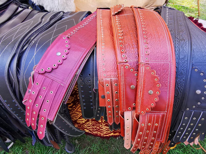 Colored Leather Belts and Girdle Stock Photo - Image of modern ...