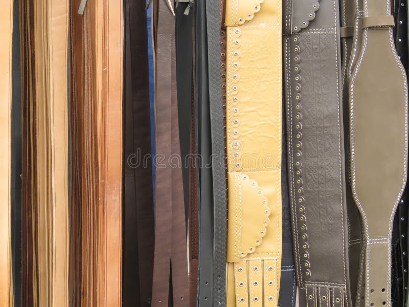 Colored leather belts stock photo. Image of natural, black - 80785168