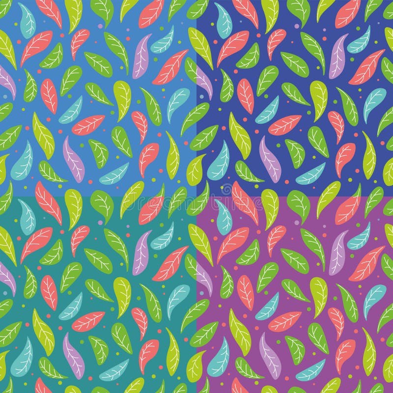 Colored Leaves Seamless Pattern. Set of Color Options Stock Vector ...