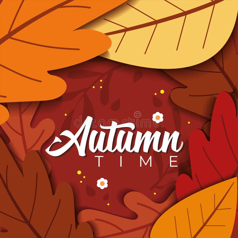 Colored Leaves with Shadow Autumn Time Paper Art Background Vector ...