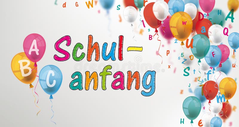 Colored Letters Balloons Header ABC Schulanfang Stock Vector ...