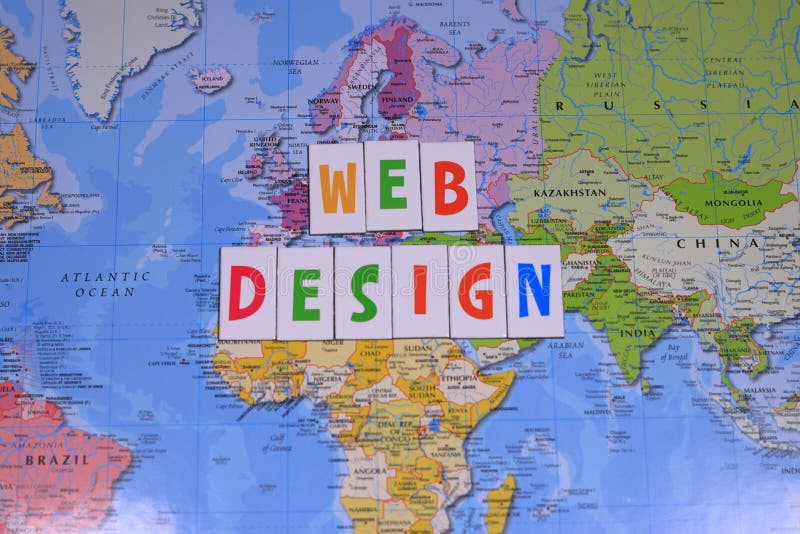 Colored Letters on the Map, Web Design Stock Photo - Image of design ...