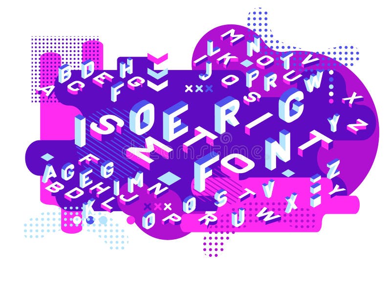 Colored Letters Memphis Style. Isometric Letters Set. Creative Trend ...