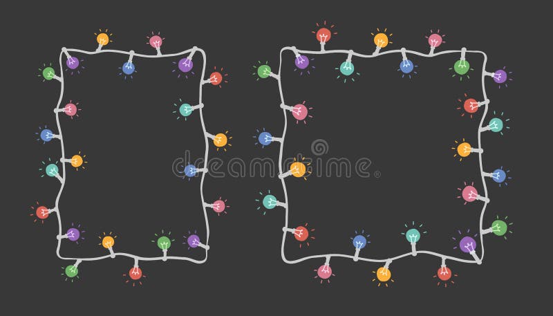 Colored Light Bulbs Frames Set on a Dark Background Stock Vector ...