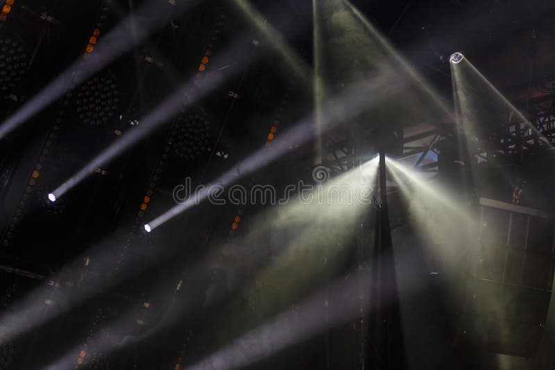 Colored Light Rays from Lighting Guns Demonstration. Horizontal Stock ...
