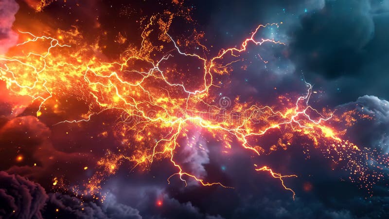A Vibrant 3D Rendering Captures the Intensity of a Colored Lightning ...