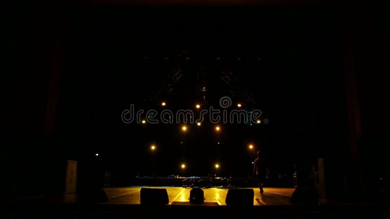 Colored Lights on an Empty Concert Stage in Dark. Stock Video - Video ...