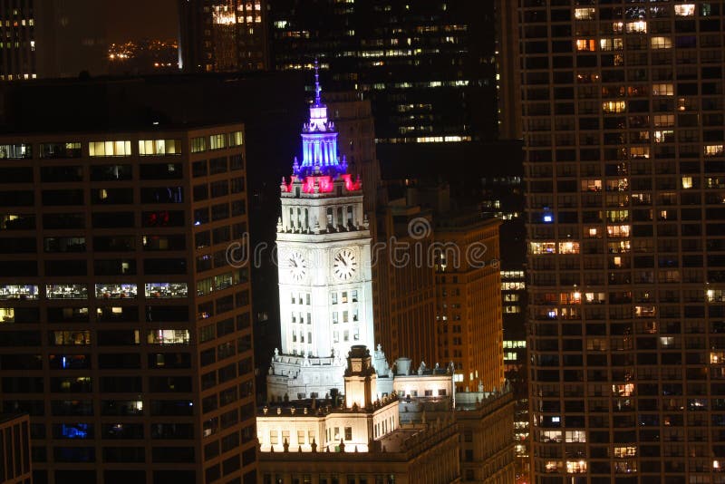 Colored Lights on the Wrigley Building in Chicago Editorial Photo ...