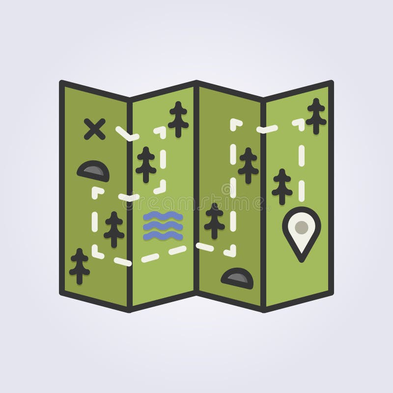 Colored Line Art Adventure Map Icon Vector Logo Design Stock Vector ...