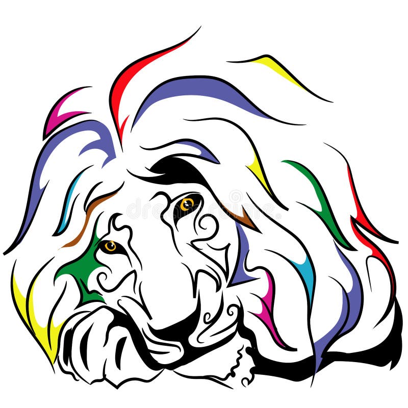 Colored lion stock vector. Illustration of palette, colors - 57995306