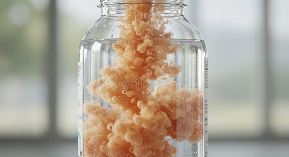 Colored Liquid Diffusing in Clear Water Inside Glass Jar Stock ...