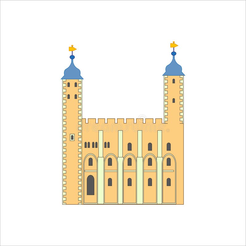 Colored London Tower Icon on White Background Stock Illustration ...