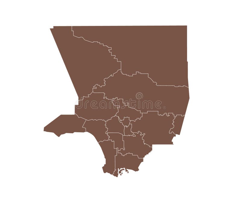 Colored Los Angeles County Administrative Map. Regions Map of Los ...