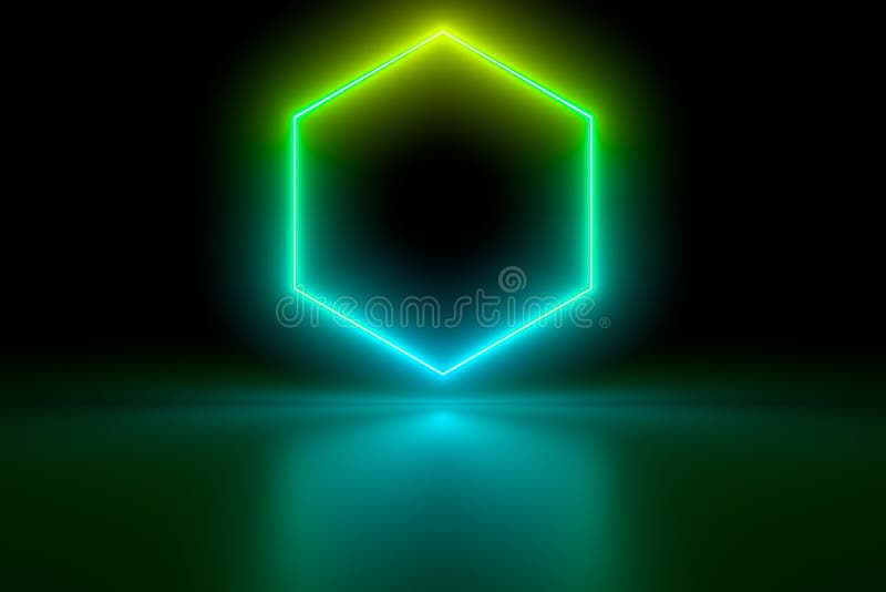 Colored Luminous Geometric Shape on a Black Background Stock ...