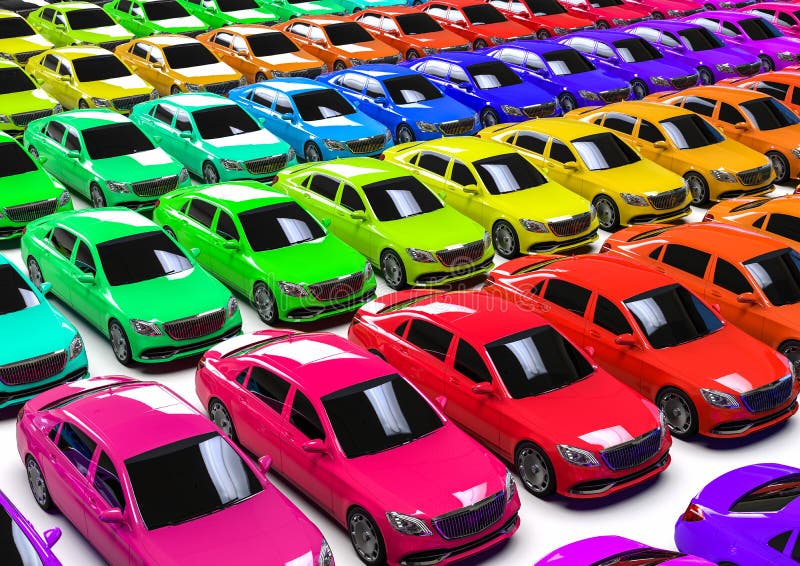 Colored luxury car fleet stock illustration. Illustration of fleet ...