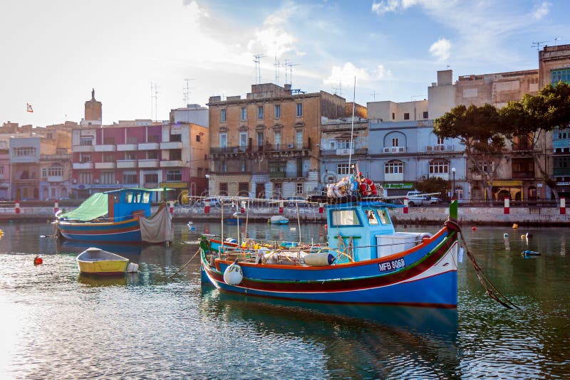 Colored Luzzu Boat in Malta Editorial Stock Image - Image of city ...