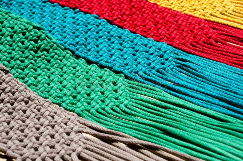 Colored Macrame Stripes in Blue, Yellow, Red, Beige, Green and Pink ...