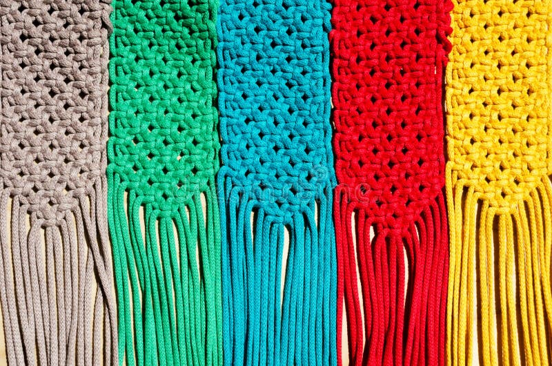 Colored Macrame Stripes in Blue, Yellow, Red, Beige, Green and Pink ...