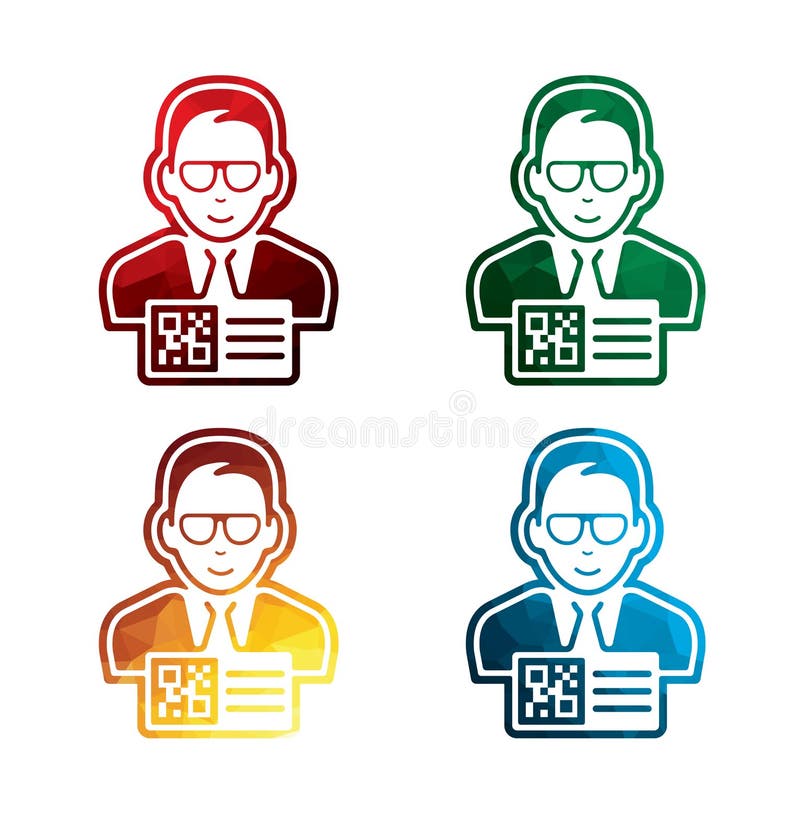 Colored Man with QR Code Pass Icons on White Background. Isolated QR ...